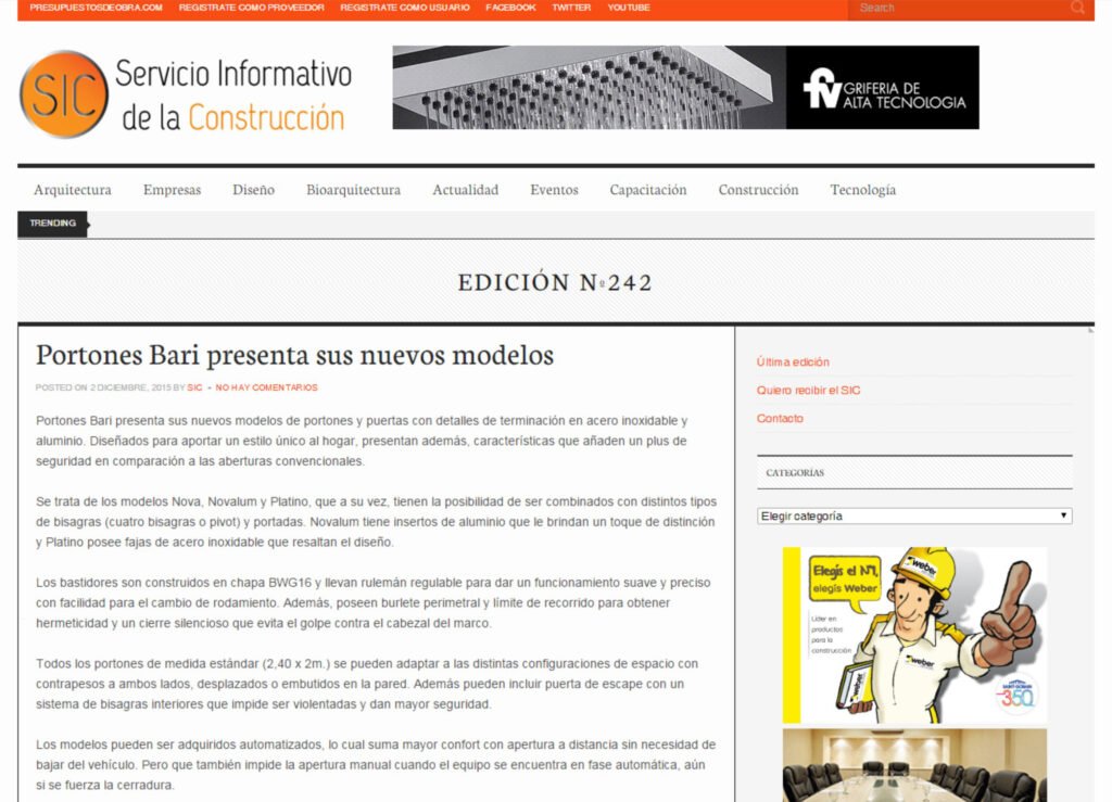 Portones Bari presenta sus nuevos modelos / Prensa PORTONES BARI